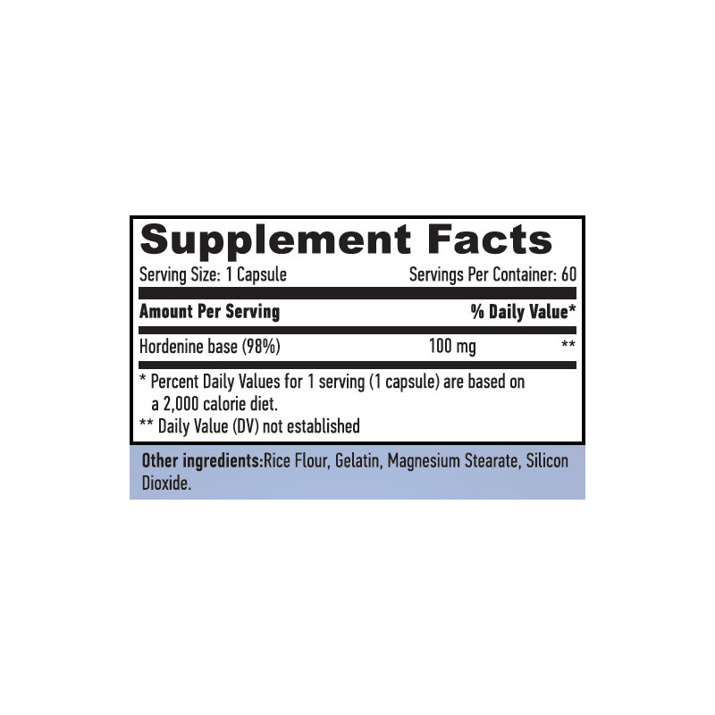 Hordenine 98% - 100 mg - 60 Caps haya labs